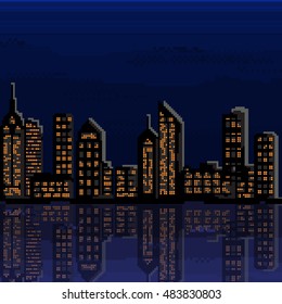 Illustration Pixel City Vector Pixel Art Stock Vector (Royalty Free ...