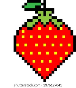 Strawberry Pixel Art On White Background: ภาพประกอบสต็อก 1250470627 ...