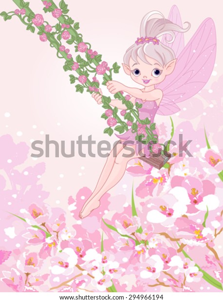 Illustration Pixie Fairy On Swing Stock Vector (Royalty Free) 294966194 ...