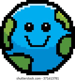 Illustration Planet Earth Smiling 8bit Cartoon Stock Vector (Royalty ...