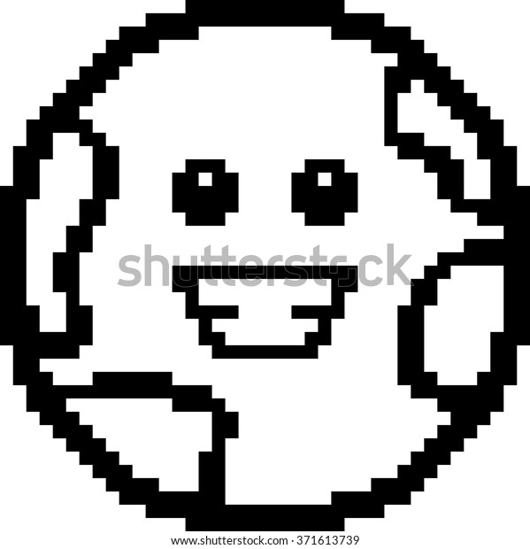 Illustration Planet Earth Smiling 8bit Cartoon Stock Vector (Royalty ...