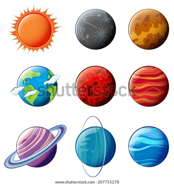Illustration Planets Solar System On White Stock Vector (Royalty Free ...