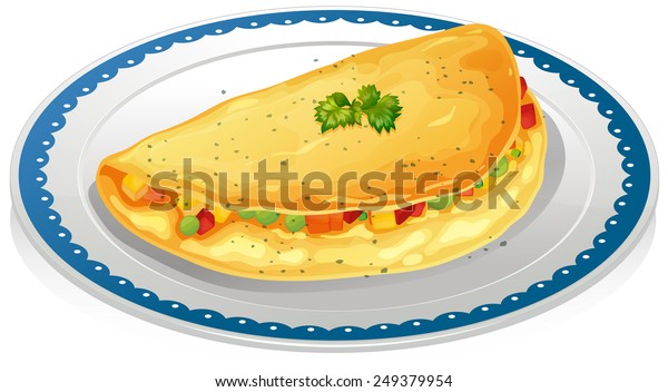 Illustration Plate Omelet Stock Vector (Royalty Free) 249379954
