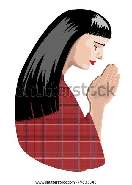 Illustration Praying Woman Vector Format 스톡 벡터(로열티 프리) 79633543 ...