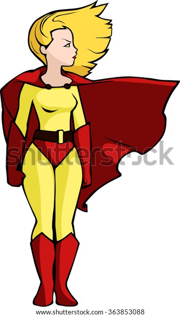 Illustration Pretty Super Lady Red Yellow Stock Vector (Royalty Free ...