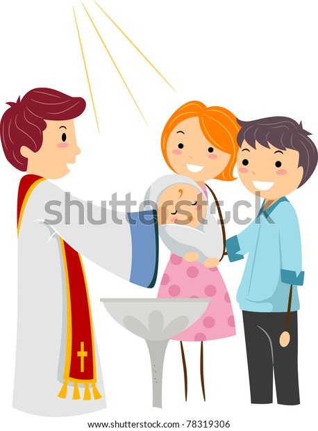 Illustration Priest Baptizing Child Stock Vector (Royalty Free) 78319306