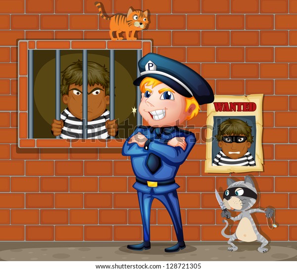 Illustration Prisoner Jail Policeman Stock Vector (Royalty Free ...