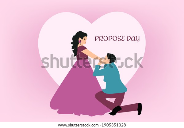 Illustration Propose Day Cartoon Style Boy Stock Vector (Royalty Free ...