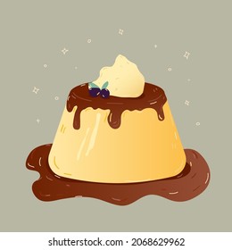 Illustration Pudding Caramel Dessert Custard Illustration Stock Vector ...
