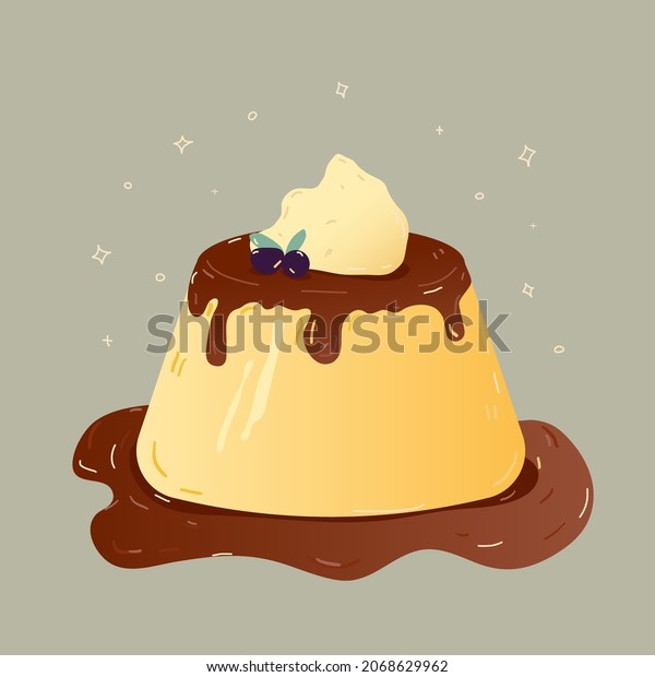 Illustration Pudding Caramel Dessert Custard Illustration Stock Vector ...