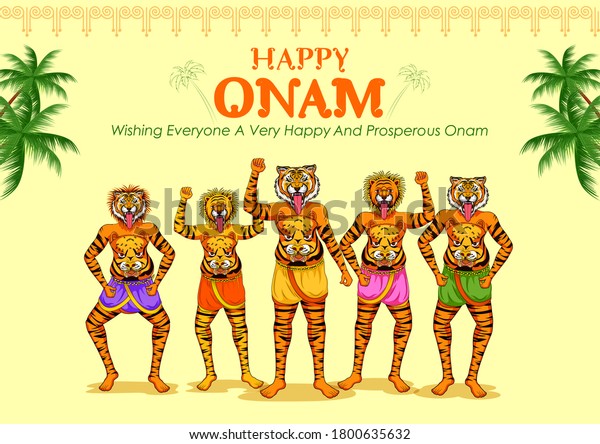 Illustration Puli Kali Dancer On Background Stock Vector (Royalty Free ...