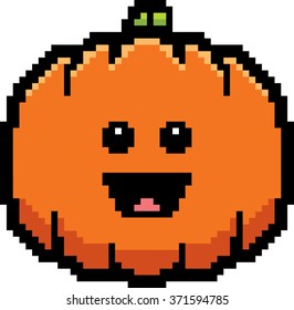 Illustration Pumpkin Smiling 8bit Cartoon Style Stock Vector (Royalty ...