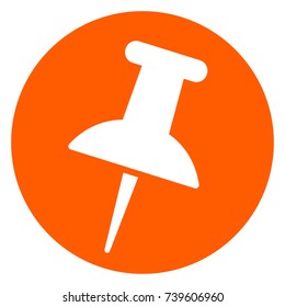 Illustration Push Pin Icon Orange Circle Stock Vector (Royalty Free ...