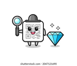 Illustration Qr Code Character Diamond Cute Stock Vector (Royalty Free ...