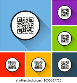 Illustration Qr Code Icons Long Shadow 스톡 벡터(로열티 프리) 1055667716 ...