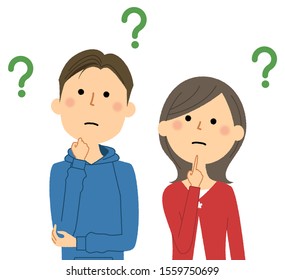Illustration Questionable Young Couple Stock Vector (Royalty Free ...