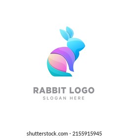 Illustration Rabbit Logo Design Gradient Colorful Stock Vector (Royalty ...