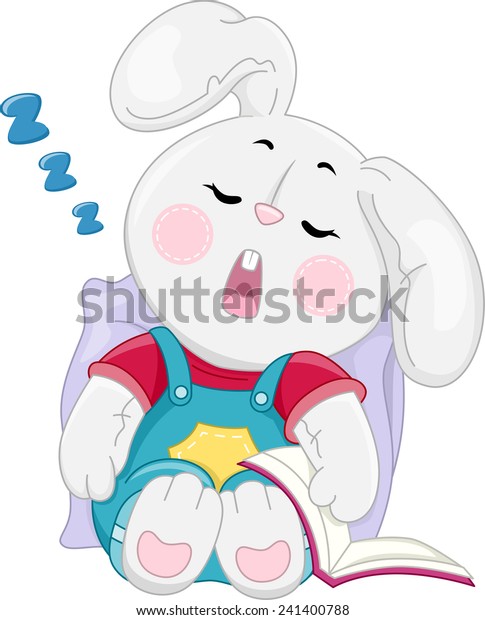 Illustration Rabbit Sleeping Soundly Open Book Stock Vector (Royalty ...