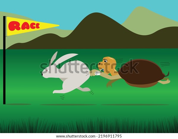 Illustration Rabbit Tortoise Racing Suitable Children Stock Vector ...