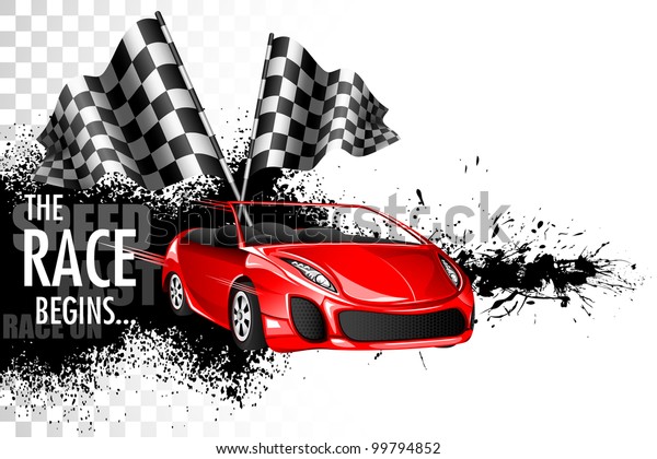 Illustration Racing Car Checker Flag On Stock Vector (Royalty Free ...
