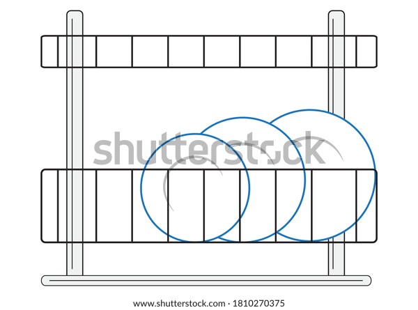 Illustration Rack Drying Dishes Plates On Stock Vector (Royalty Free ...