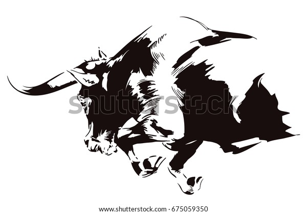 Illustration Raging Bull Attacking Stock Vector (Royalty Free) 675059350