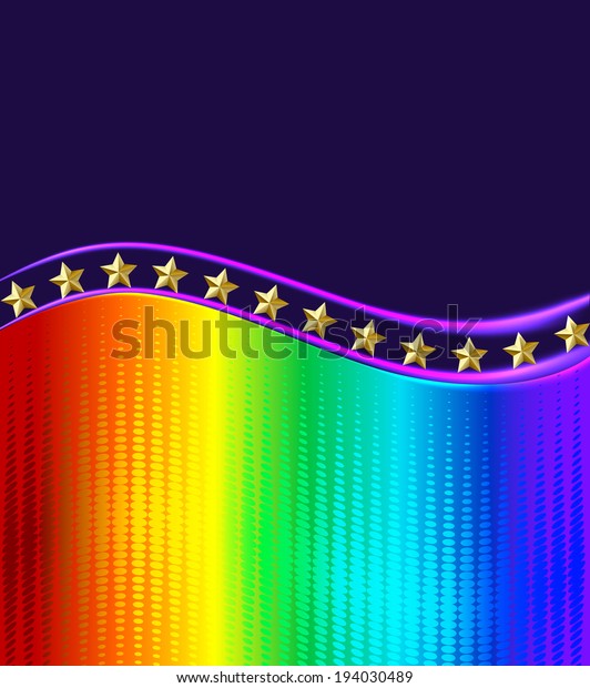 Illustration Rainbow Background Wave Gold Stars Stock Vector (Royalty ...