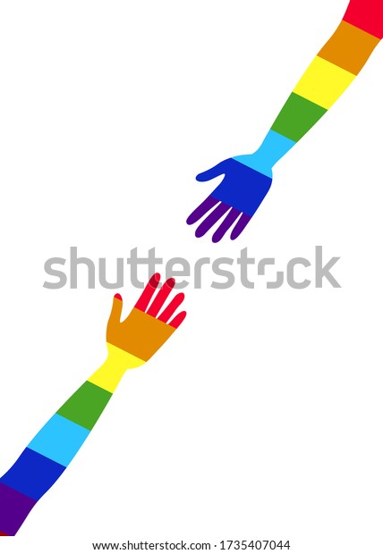 Illustration Rainbow Colored Hands Shaking Hands Stock Vector (Royalty ...