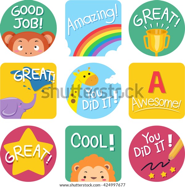 Illustration Ready Print Achievement Labels Stock Vector (Royalty Free ...