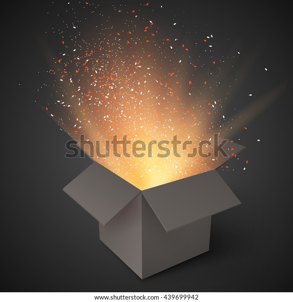 Illustration Realistic Magic Open Box Magic Stock Vector (Royalty Free ...