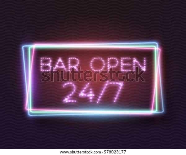 Illustration Realistic Vector Neon Sign 247: vector de stock (libre de ...