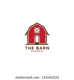 Vektor Stok Illustration Red Barn Logo Design Template (Tanpa Royalti ...