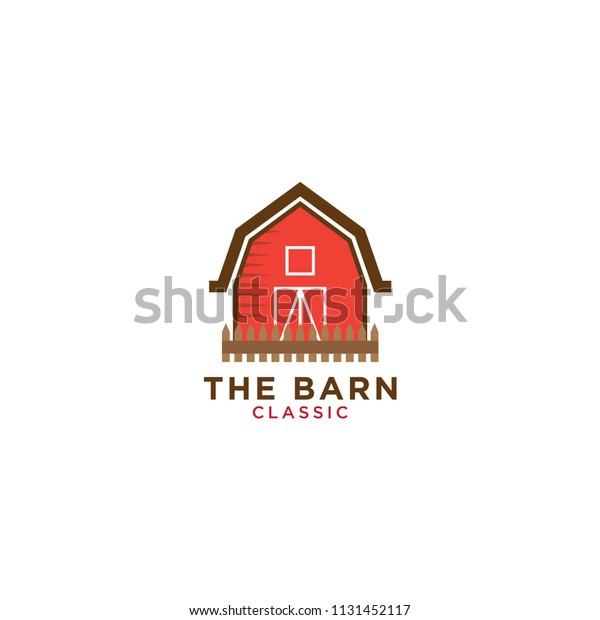 Illustration Red Barn Logo Design Template Stok Vektör (Telifsiz ...