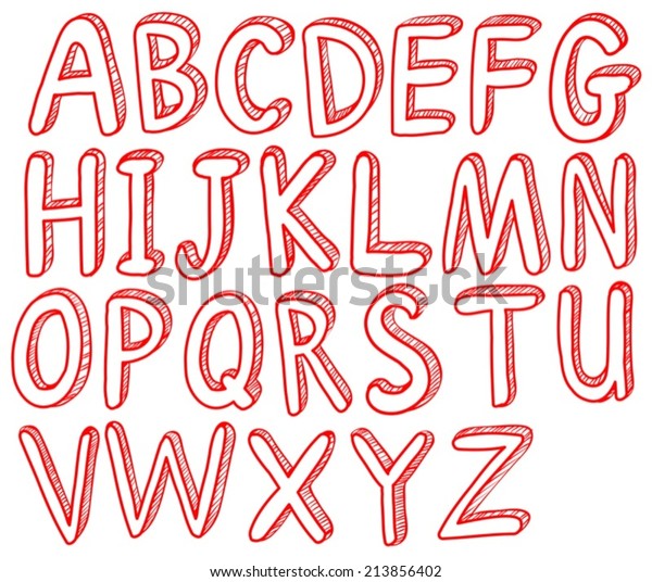 Illustration Red English Alphabets Stock Vector (Royalty Free ...