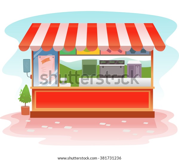 Illustration Red Kiosk Store Stock Vector (Royalty Free) 381731236 ...