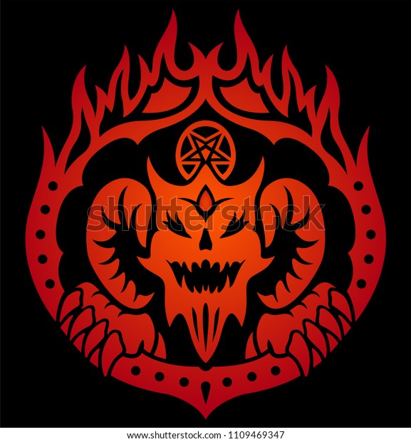 Illustration Red Symbol Hell Demons Face: เวกเตอร์สต็อก (ปลอดค่า ...