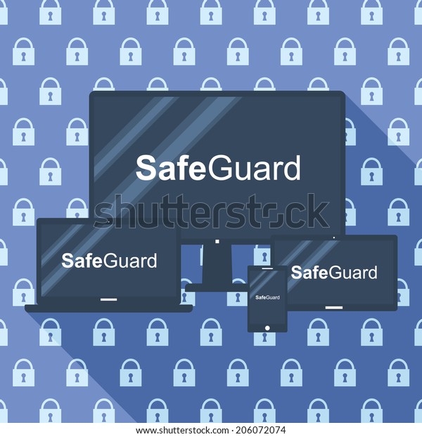 Illustration Responsive Design Safeguard Background Lock Stock Vector ...