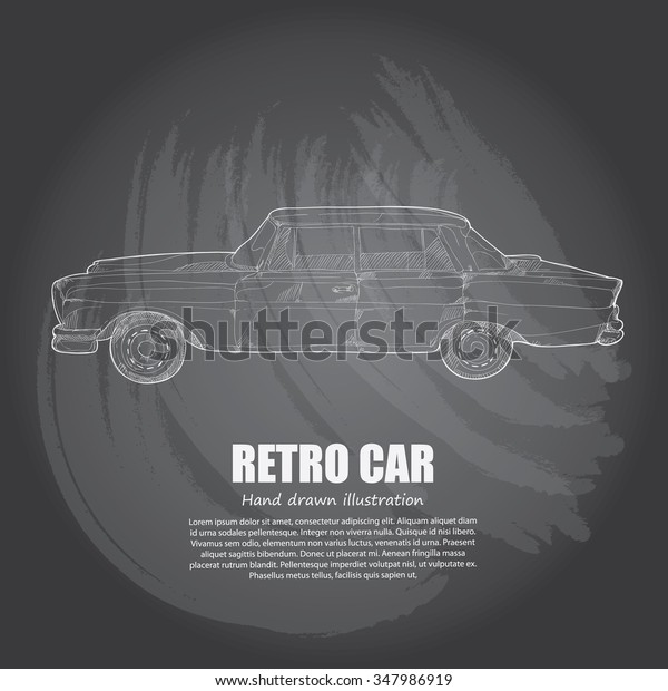 Illustration Retro Car Chalk Drawing Vector Stock Vector (Royalty Free ...