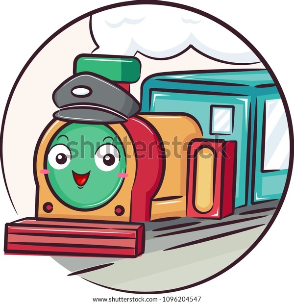 Illustration Retro Train Mascot Driver Smiling: เวกเตอร์สต็อก (ปลอดค่า ...