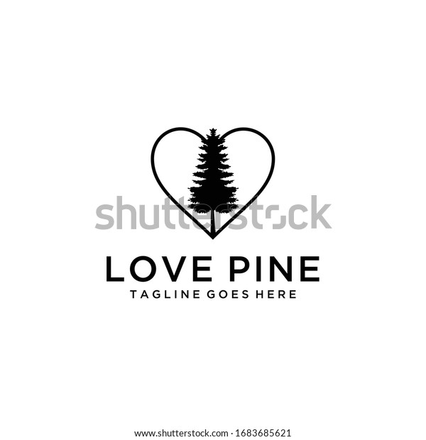 Illustration Retro Vintage Pine Tree Heart Stock Vector (Royalty Free ...