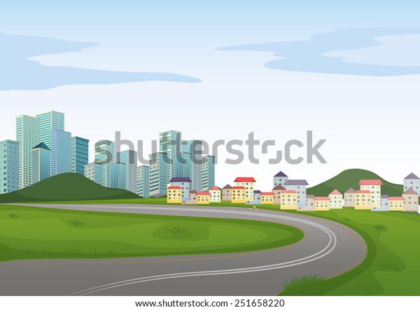Illustration Road City Stock Vector (Royalty Free) 251658220 | Shutterstock