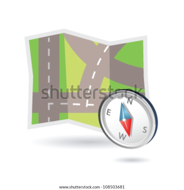 Illustration Road Map Compass May Be Stock Vector (Royalty Free ...