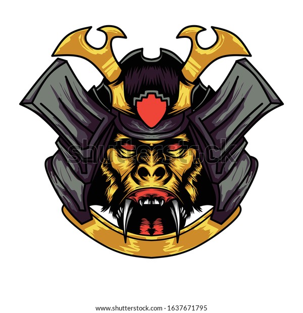 Illustration Robot Head Monkey Ronin Stock Vector (Royalty Free ...