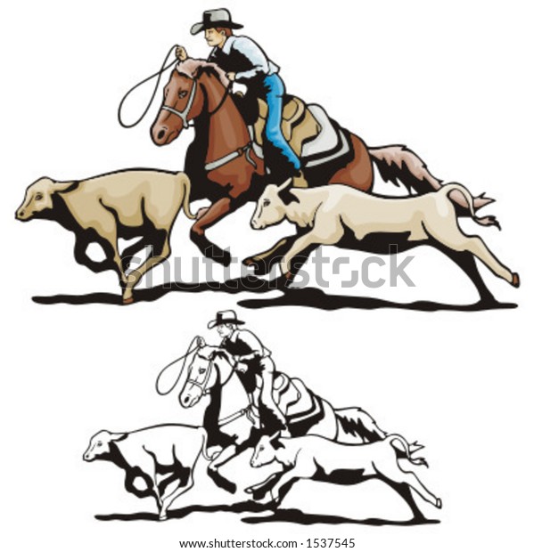 Illustration Rodeo Calf Roping Stock Vector (Royalty Free) 1537545