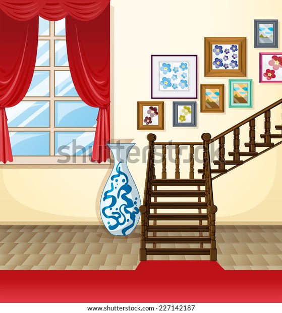 Illustration Room Stairs Stock Vector (Royalty Free) 227142187 ...