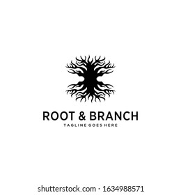 Illustration Root Branch Tree Logo Design 스톡 벡터(로열티 프리) 1634988571 ...