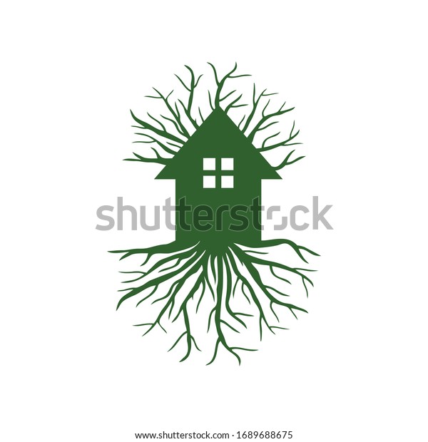 Illustration Root Home Logo Design Template Stock Vector (Royalty Free ...