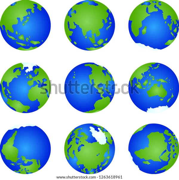Illustration Round Gradation Earth Set Stock Vector (Royalty Free ...