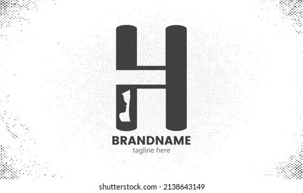 Illustration Rounded Letter H Human Silhouette Stock Vector (Royalty ...