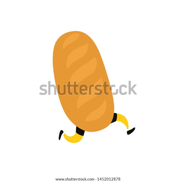 Illustration Running Character Bread Loaf Vector Stock Vector (Royalty ...